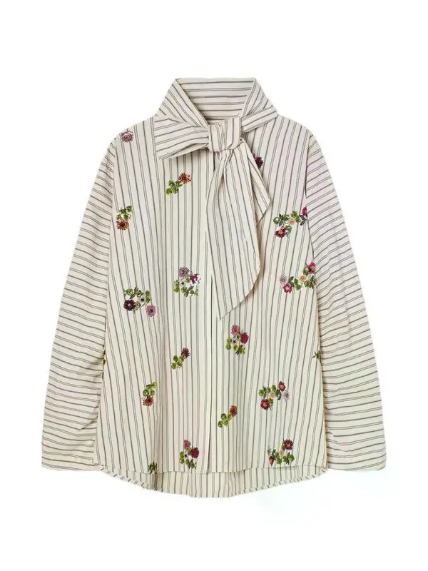 PSOPHIA Sequin-embellished Striped Shirt