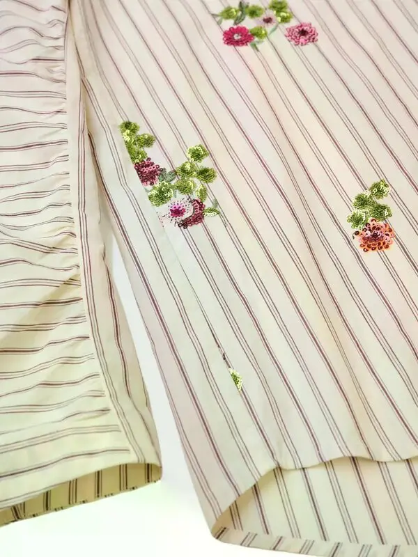 PSOPHIA Sequin-embellished Striped Shirt
