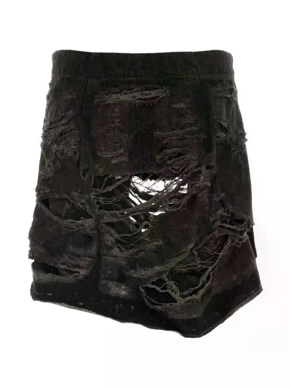 Rick Owens Distressed Asymmetric Mini Skirt - Brown
