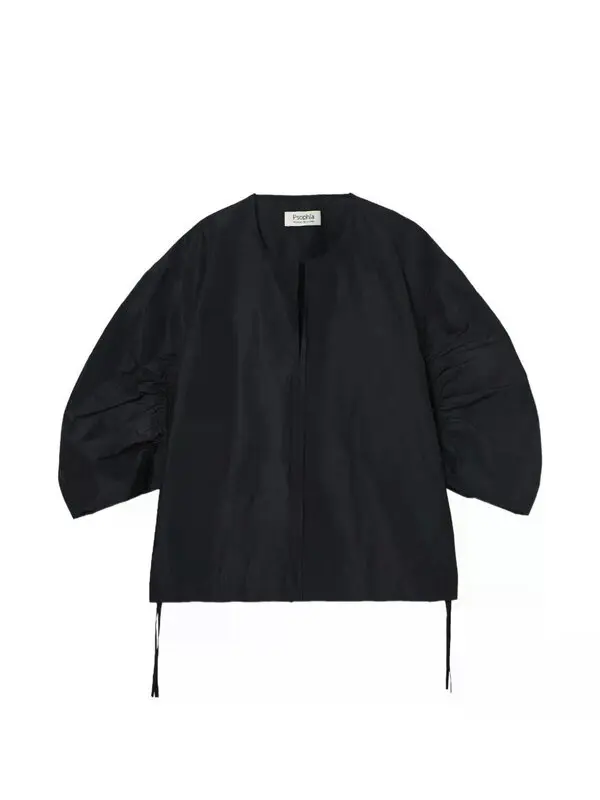PSOPHIA Ruched-sleeve Drawstring Blouse