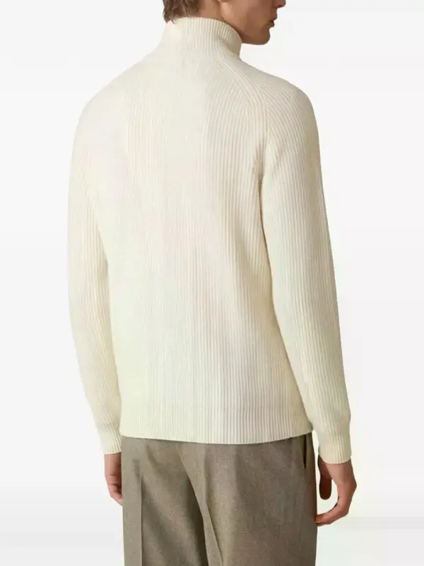 LARDINI Ribbed-knit Zip-up Sweater