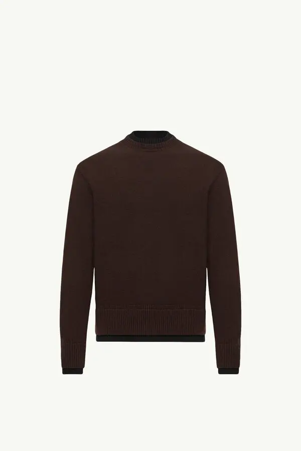 Moncler Leather Logo Wool & Cashmere Blend Sweater - Brown