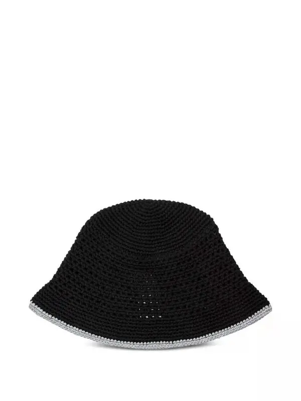 Casablanca Crochet Logo-plaque Bucket Hat - Black