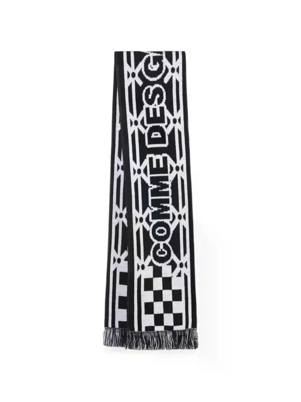 Comme Des Garçons Logo-intarsia Checkered Scarf