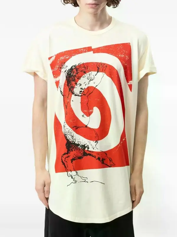 VIVIENNE WESTWOOD Swirl-print Asymmetric T-shirt - Yellow
