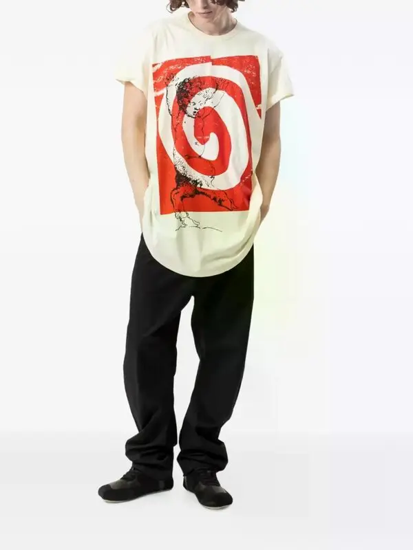 VIVIENNE WESTWOOD Swirl-print Asymmetric T-shirt - Yellow