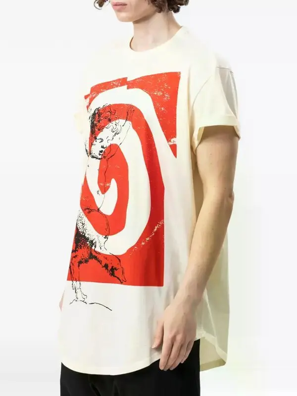 VIVIENNE WESTWOOD Swirl-print Asymmetric T-shirt - Yellow