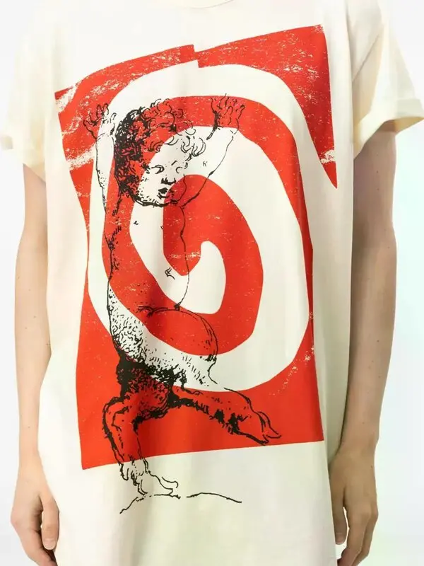 VIVIENNE WESTWOOD Swirl-print Asymmetric T-shirt - Yellow