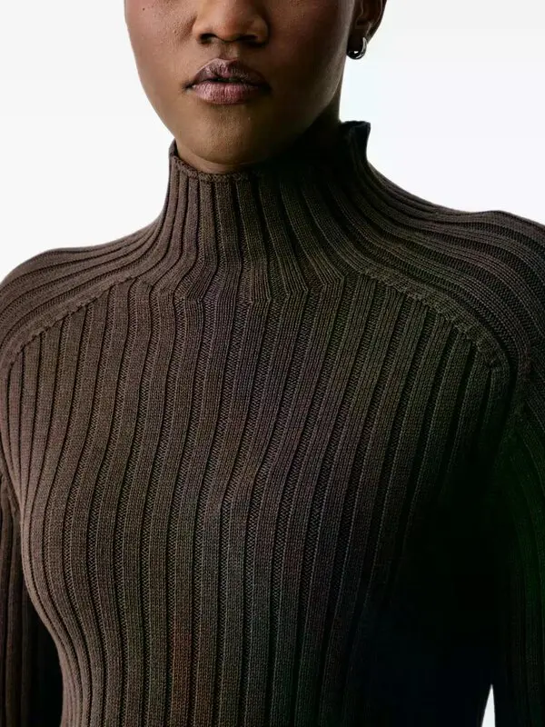 Marc O'polo Ribbed-knit High-neck Sweater - Brown