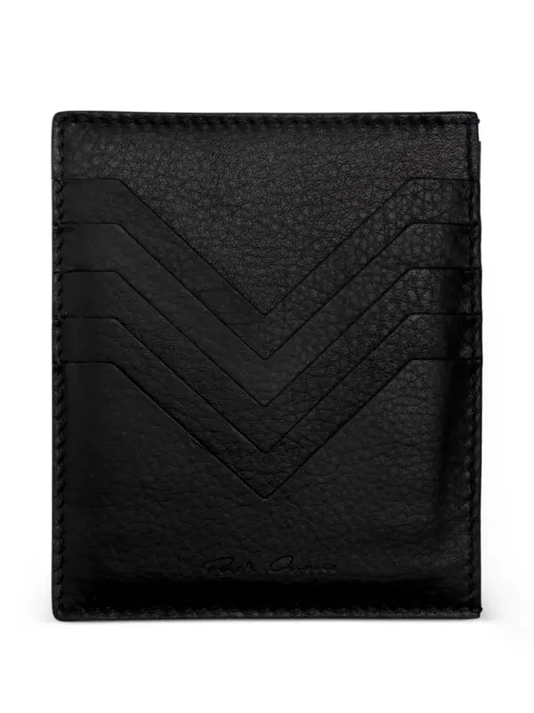 Rick Owens Chevron-stitched Leather Card Holder - Black