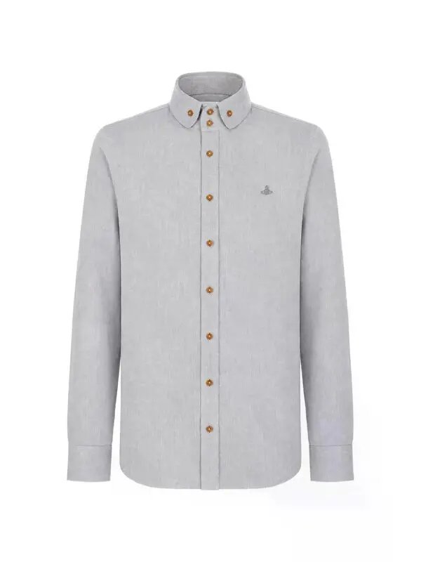 VIVIENNE WESTWOOD Orb-embroidered Button-down Shirt - Grey