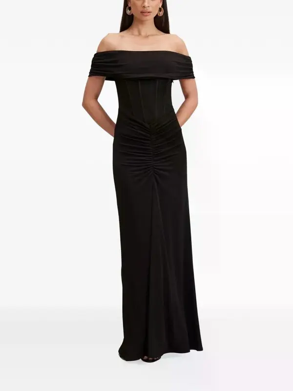 EVER NEW Ania Ruched Bardot Maxi Dress - Black