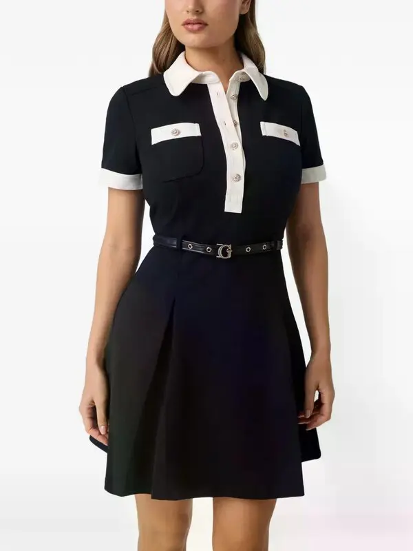 Guess Claudie Belted Polo Mini Dress - Black