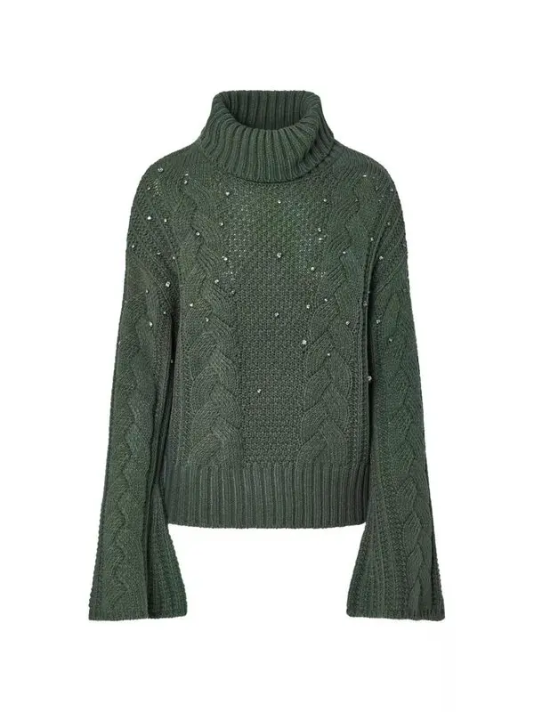 Liu Jo Rhinestone-embellished Cable-knit Sweater - Green