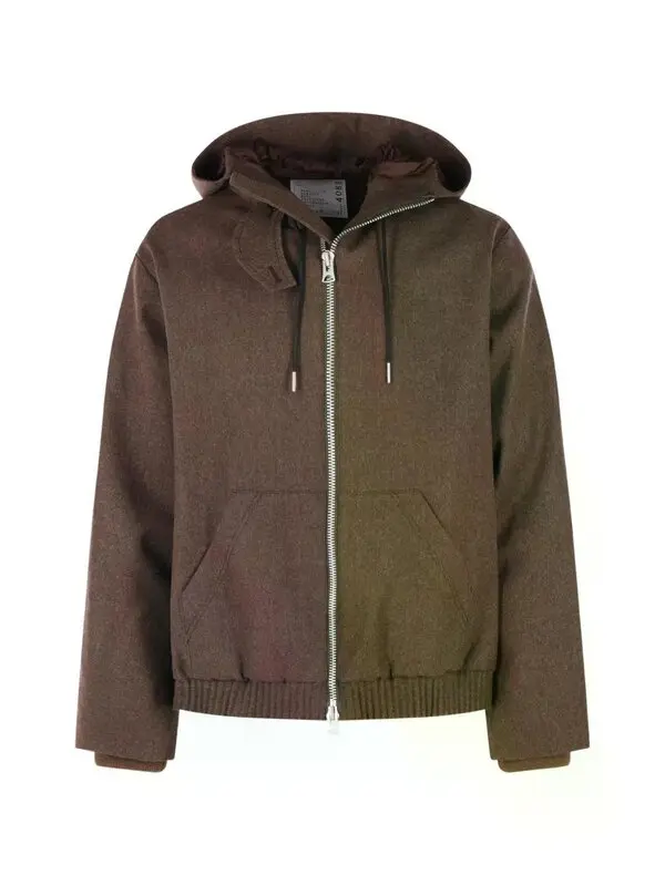 Sacai Hooded Zip-up Jacket - Brown