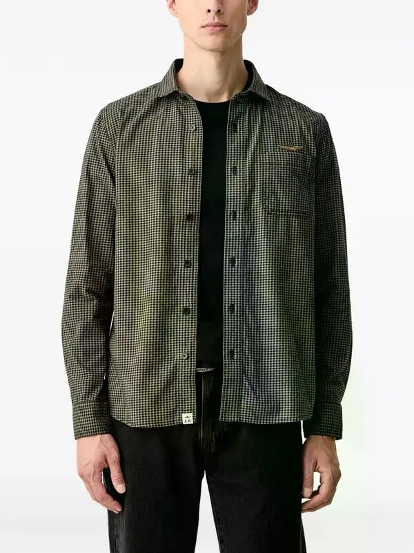 AERONAUTICA MILITARE Gingham Logo-embroidered Shirt
