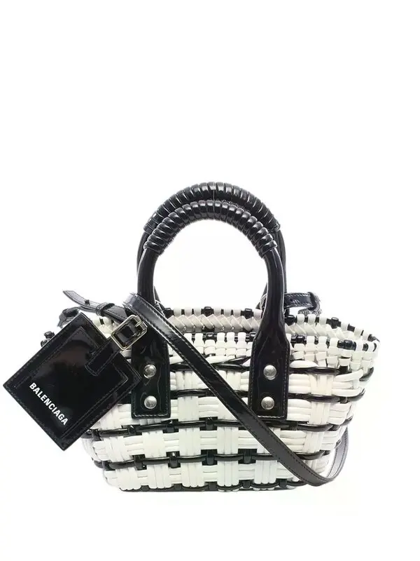 Balenciaga 2020-2026 Faux Leather Bistro Basket Bag Xxs Satchel - White