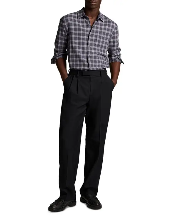 Vince Simmons Plaid Cotton Blend Pocket Shirt