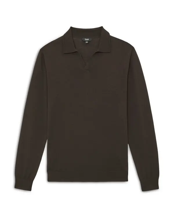 REISS Milburn Merino Wool Long Sleeve Polo Shirt