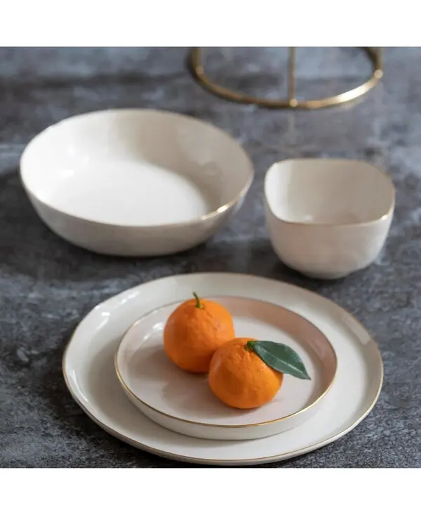 BE HOME 24k Gold Tam Stoneware Dinner Plate, Set Of 4