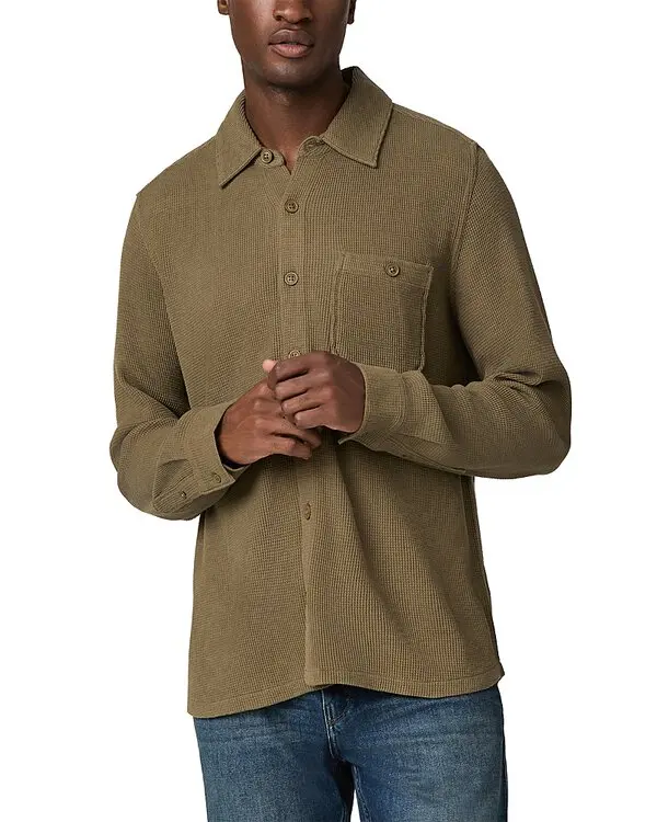 Paige Hollander Cotton Waffle Pocket Shirt - Night Olive