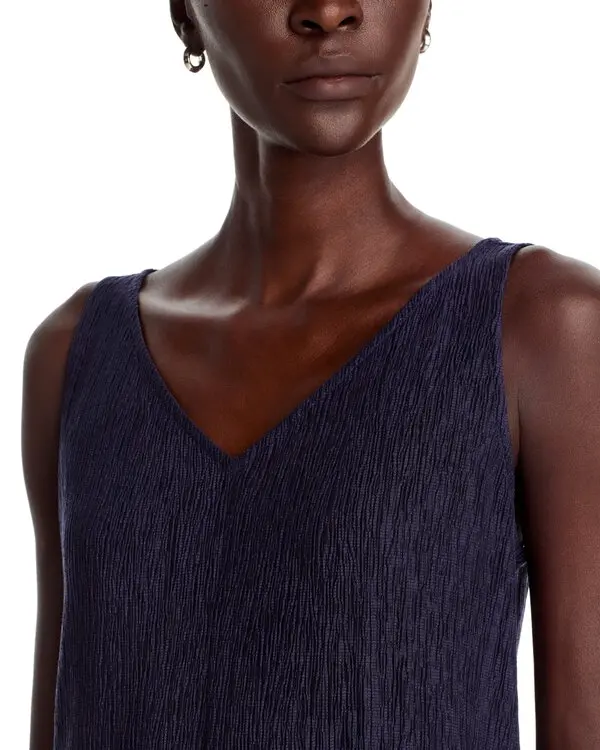 Eileen Fisher Plisse V Neck Dress