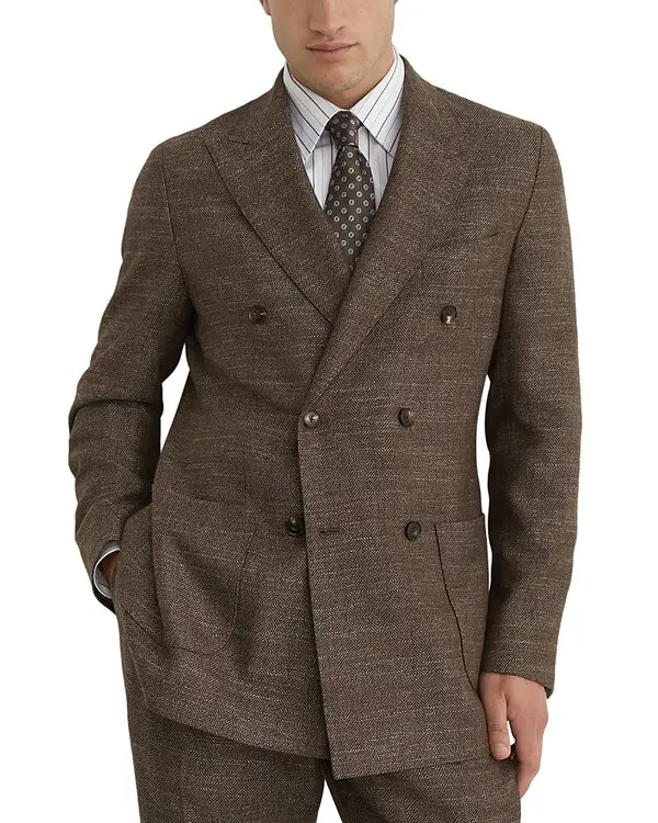 REISS Vallance Double Breasted Herringbone Blazer