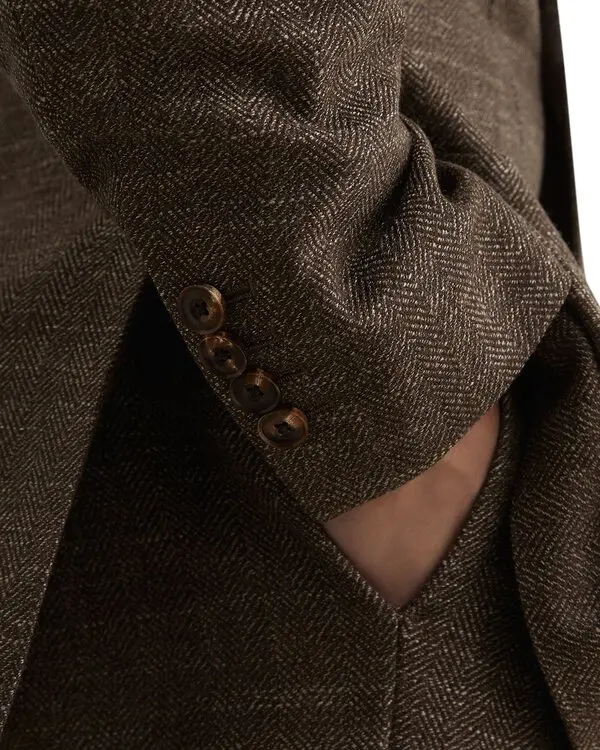 REISS Vallance Double Breasted Herringbone Blazer