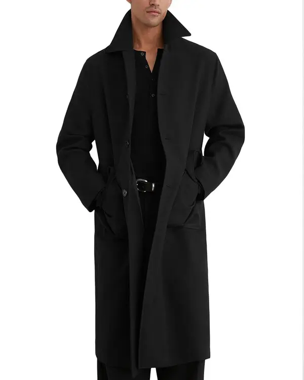 REISS Clyde Wool Blend Zip Through Twill Overcoat