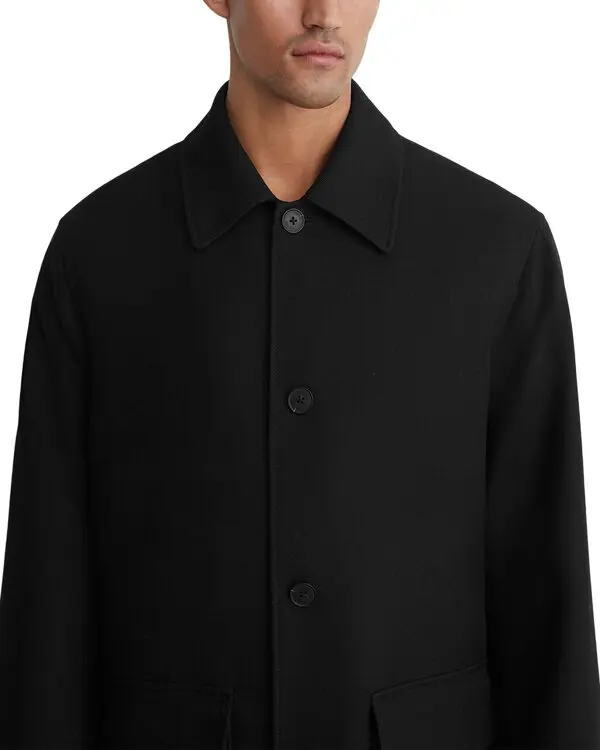 REISS Clyde Wool Blend Zip Through Twill Overcoat