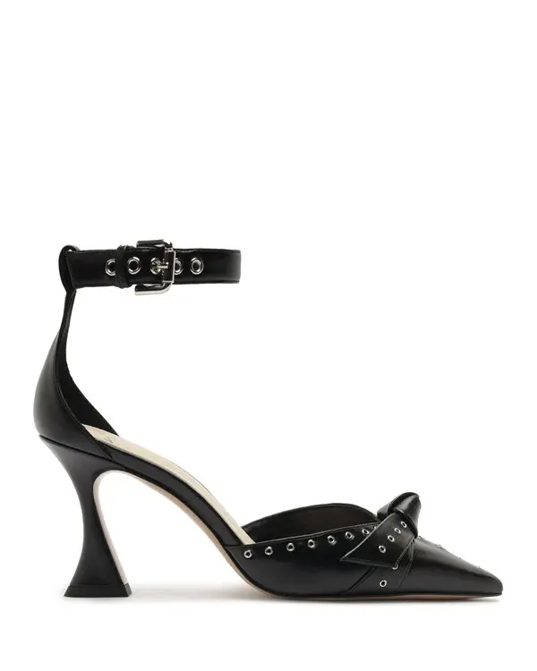 ALEXANDRE BIRMAN Clarita 85 Leather Eyelet Ankle Strap Pumps