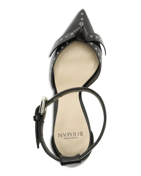ALEXANDRE BIRMAN Clarita 85 Leather Eyelet Ankle Strap Pumps