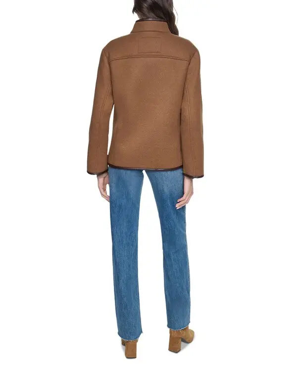 Cole Haan Collarless Faux Shearling Jacket