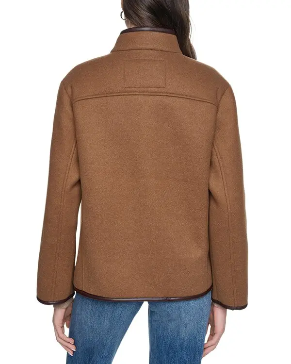 Cole Haan Collarless Faux Shearling Jacket