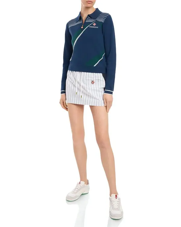Casablanca Pyramid Jacquard Long Sleeve Polo Half Zip Top