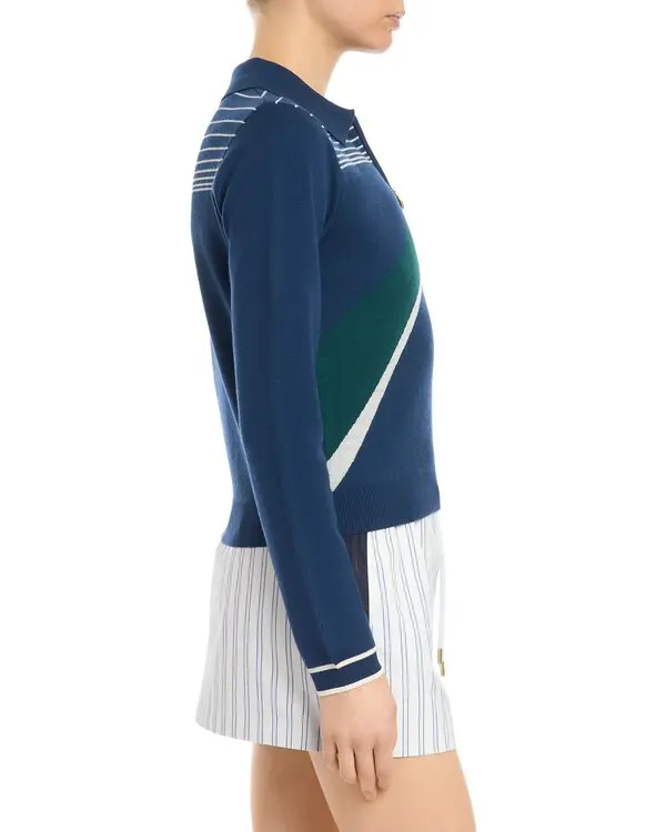 Casablanca Pyramid Jacquard Long Sleeve Polo Half Zip Top