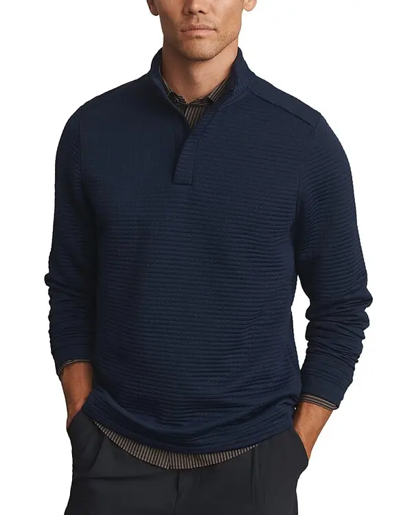 RHONE Landmark Waffle Quarter Zip Sweater - True Navy