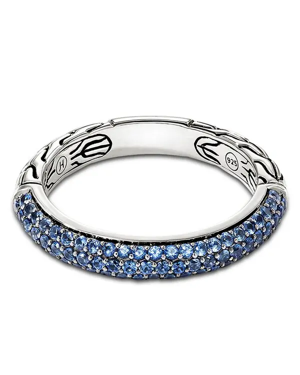 John Hardy Sterling Jh Essentials Blue Sapphire Pave Band - Silver