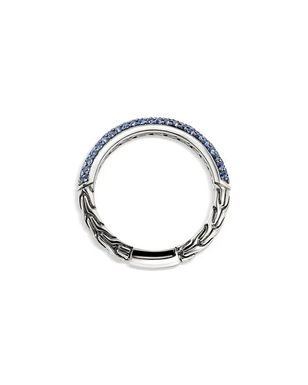 John Hardy Sterling Jh Essentials Blue Sapphire Pave Band
