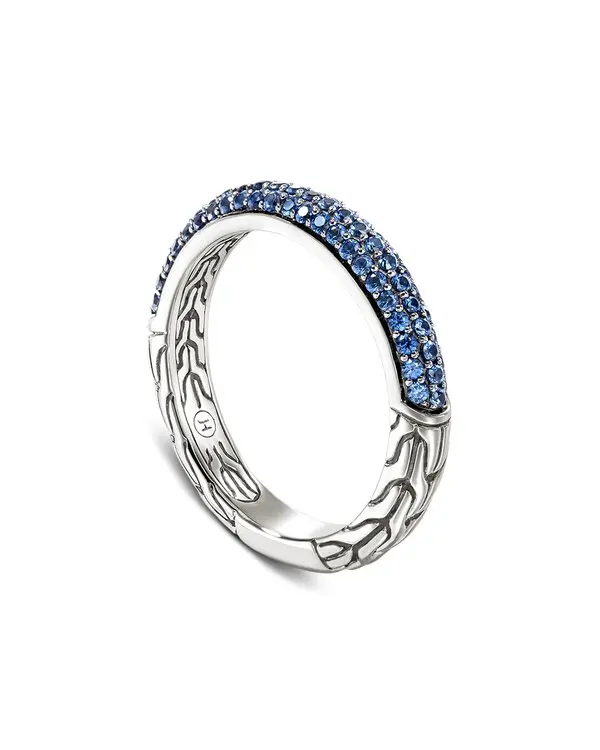 John Hardy Sterling Jh Essentials Blue Sapphire Pave Band