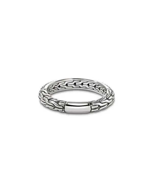 John Hardy Sterling Jh Essentials Blue Sapphire Pave Band