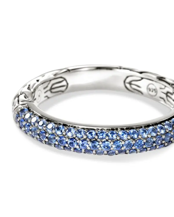 John Hardy Sterling Jh Essentials Blue Sapphire Pave Band