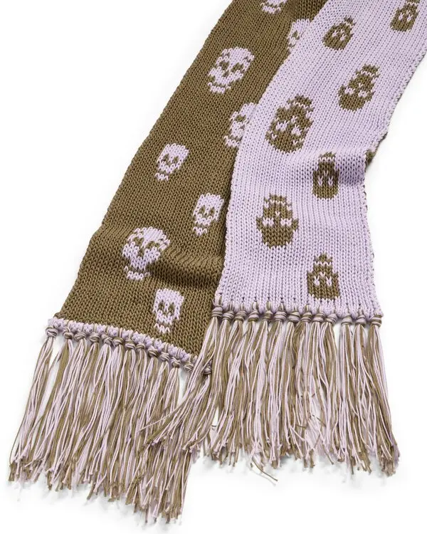 Alexander McQueen Skull Cotton Fringe Scarf - Date
