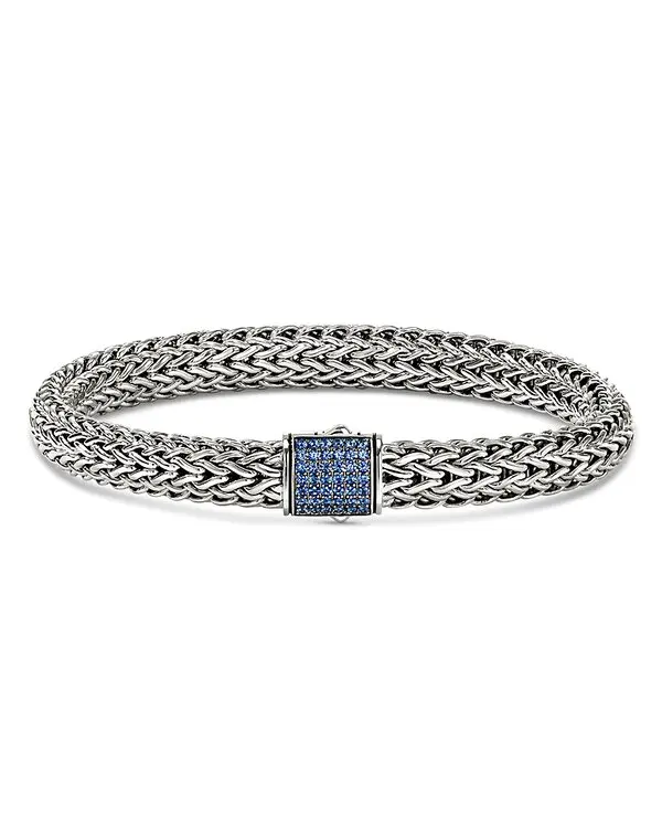 John Hardy Sterling Icon Blue Sapphire Pave Woven Link Bracelet - Silver