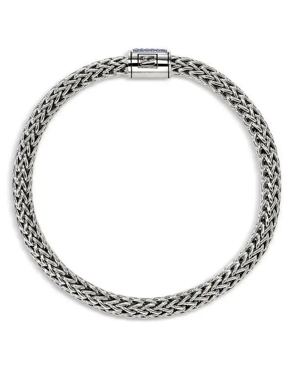 John Hardy Sterling Icon Blue Sapphire Pave Woven Link Bracelet