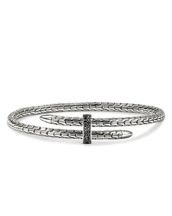 John Hardy Sterling Spear Black Sapphire Flex Cuff Bracelet