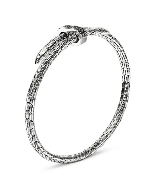 John Hardy Sterling Spear Black Sapphire Flex Cuff Bracelet