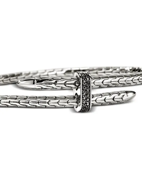 John Hardy Sterling Spear Black Sapphire Flex Cuff Bracelet