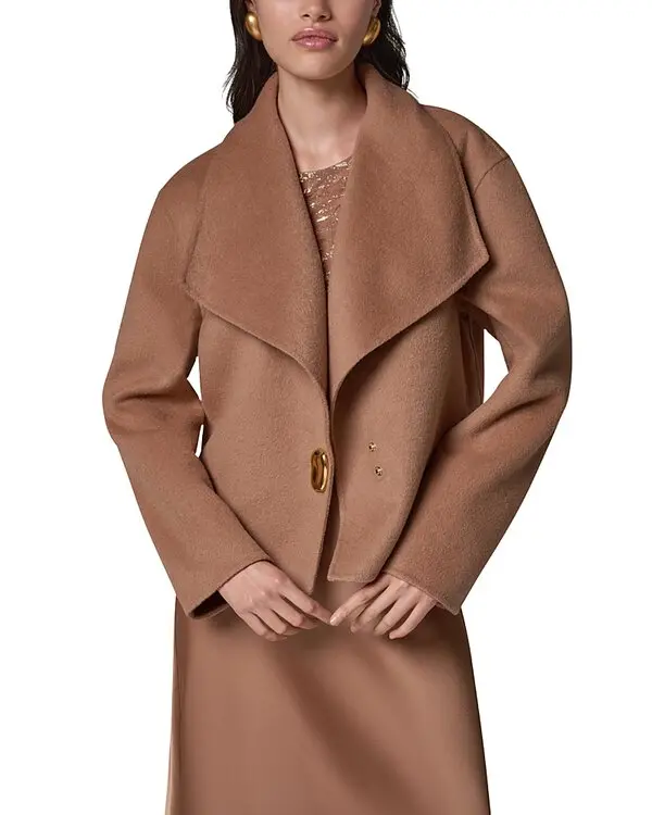 Donna Karan New York Wing Collar Hardware Trim Jacket - Camel