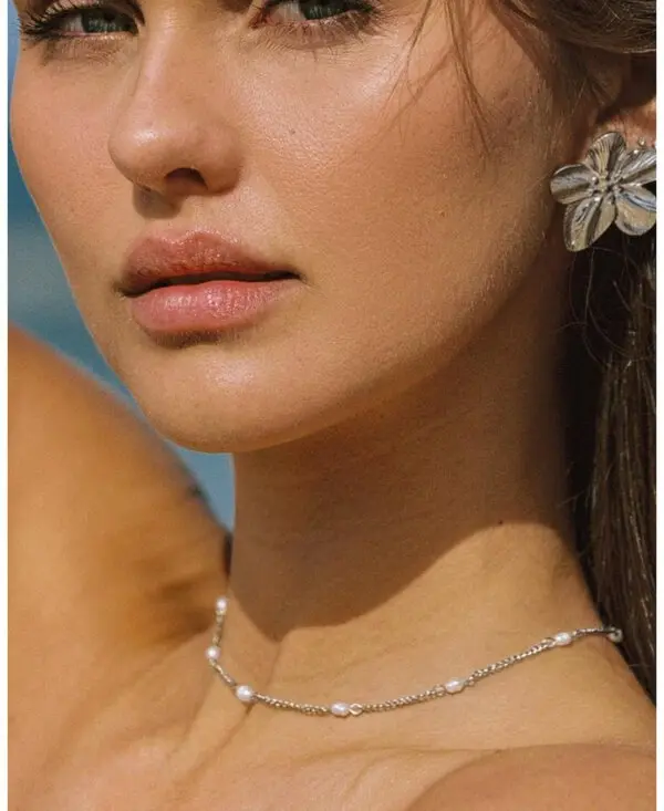 ATOLEA Dainty Pearl Choker - Silver